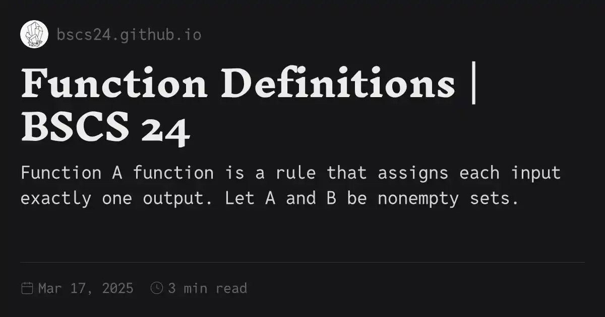 Function Definitions | BSCS 24