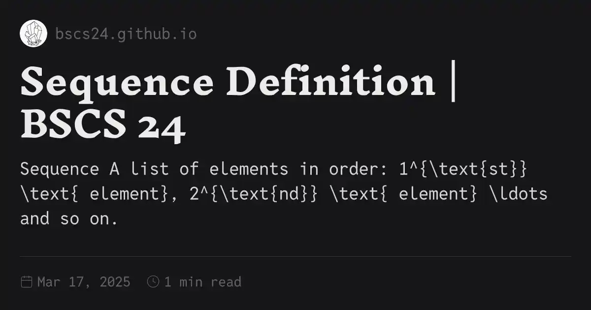 Sequence Definition | BSCS 24