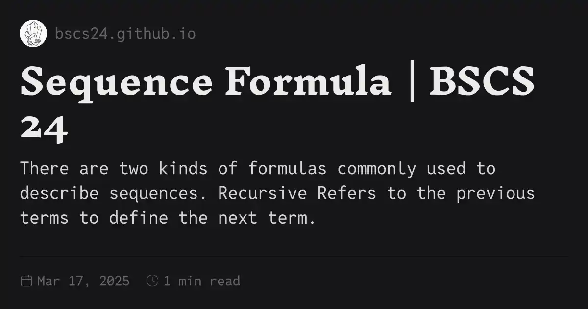 Sequence Formula | BSCS 24