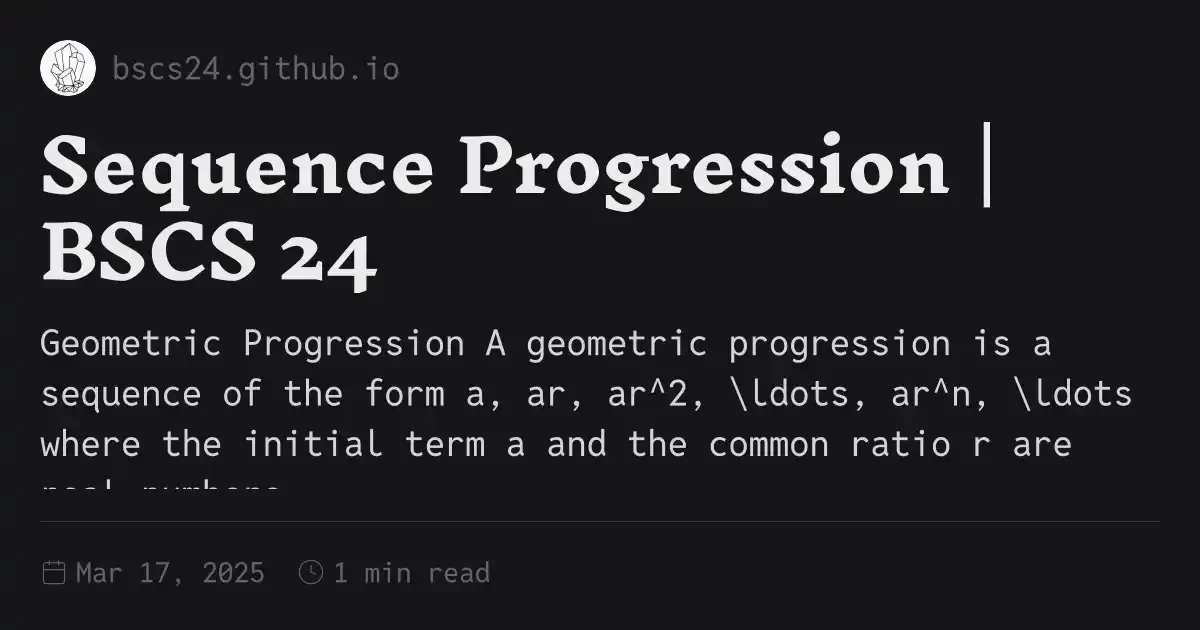 Sequence Progression | BSCS 24