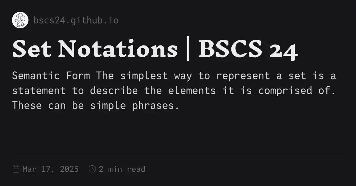 Set Notations | BSCS 24