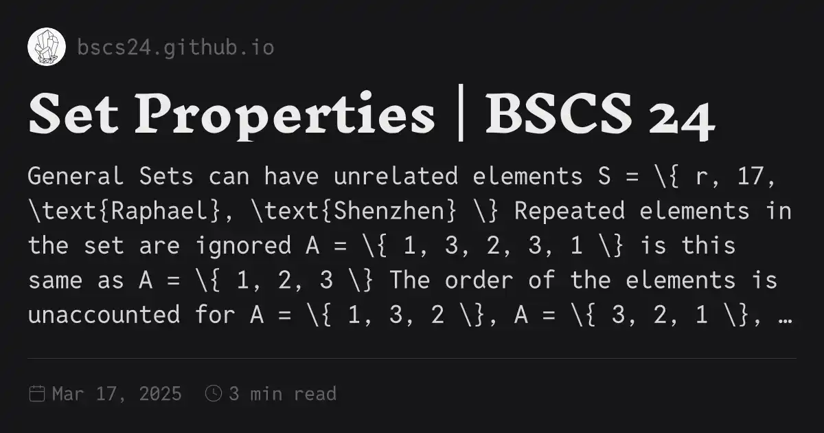 Set Properties | BSCS 24