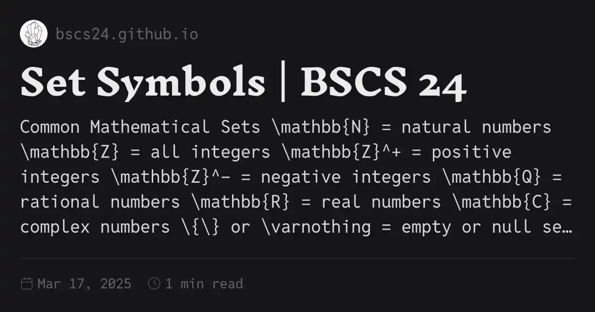 Set Symbols | BSCS 24