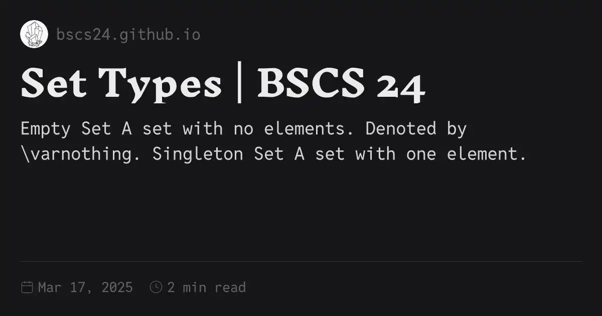 Set Types | BSCS 24